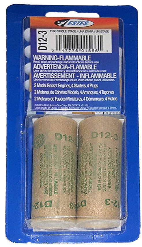 Estes D12-3 Standard Engine (2) (EST1566) – Friendly Hobbies
